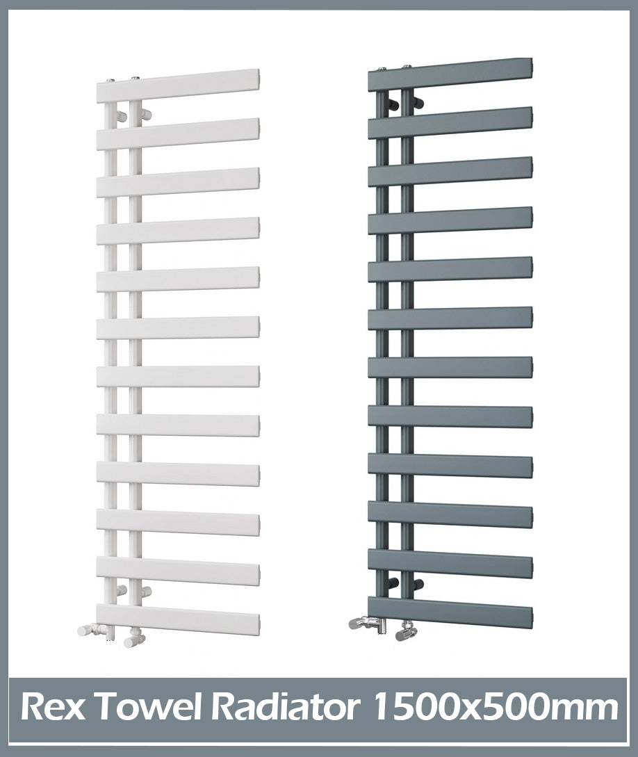 Designer bathroom radiator and towel rail flat panel 1500x500mm – Rex ...